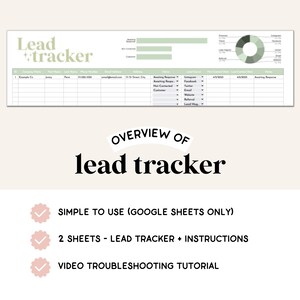 Lead Tracker Spreadsheet | Google Sheets | Client Sales Tracker | Lead ...