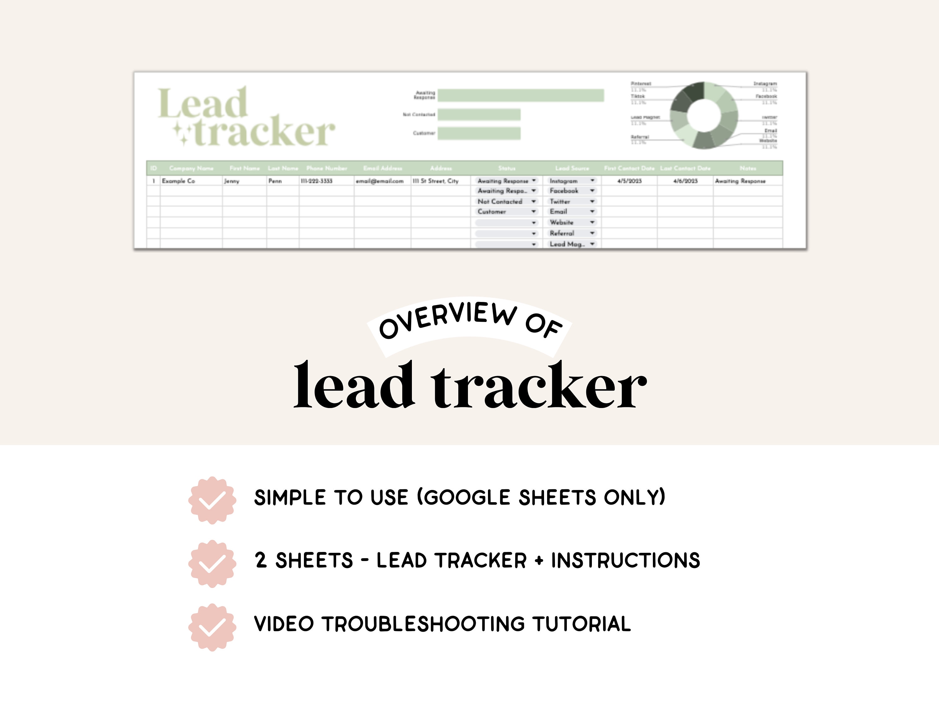 Lead Tracker Spreadsheet | Google Sheets | Client Sales Tracker | Lead ...