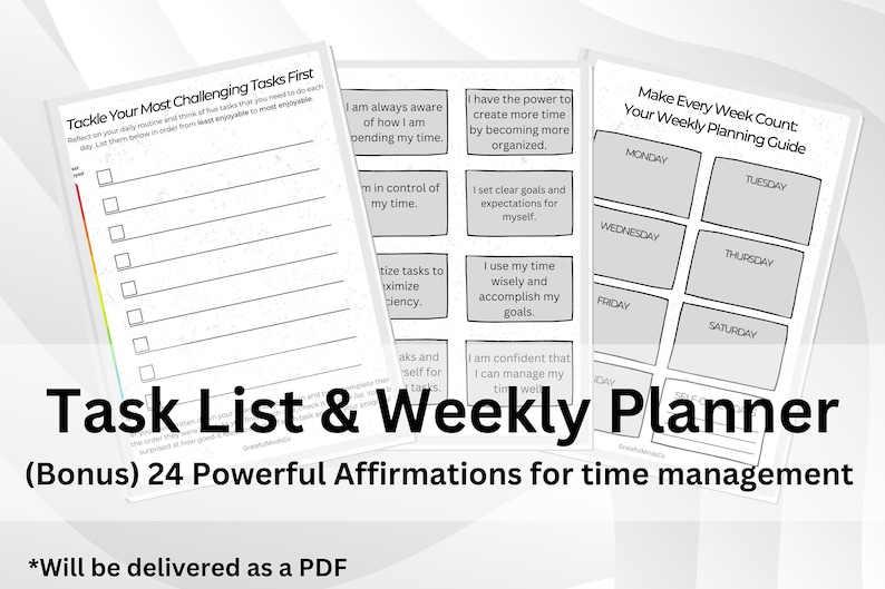 Printable Task List and Weekly Planner| Plan Your Day and Week - Etsy