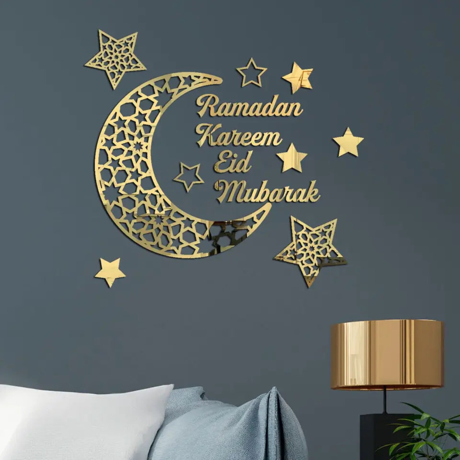 Ramadan and Eid Islamic Wall Decor: Moon and Mubarak Acrylic Sign ...