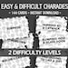 Easy and Difficult Charades Game Printable Party Game - Etsy