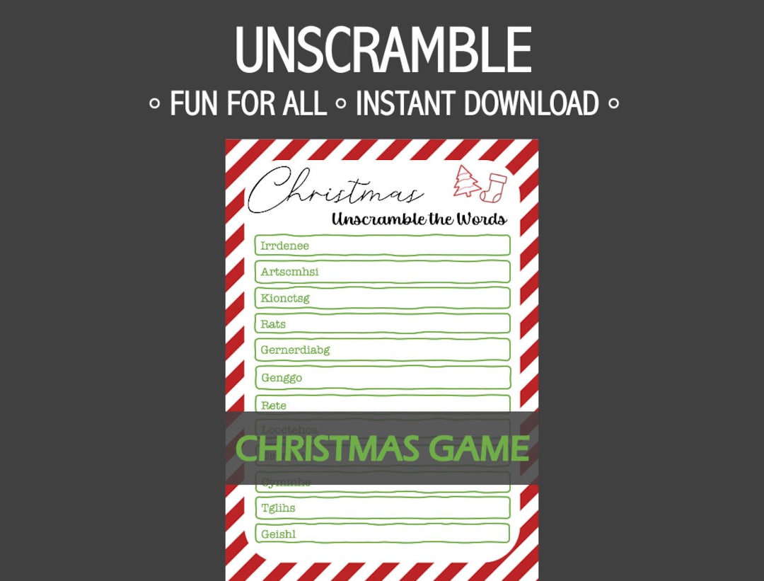 Christmas Unscramble the Words Game Printable Party Game Family Game ...