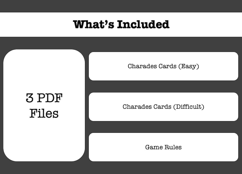 Easy and Difficult Charades Game Printable Party Game - Etsy
