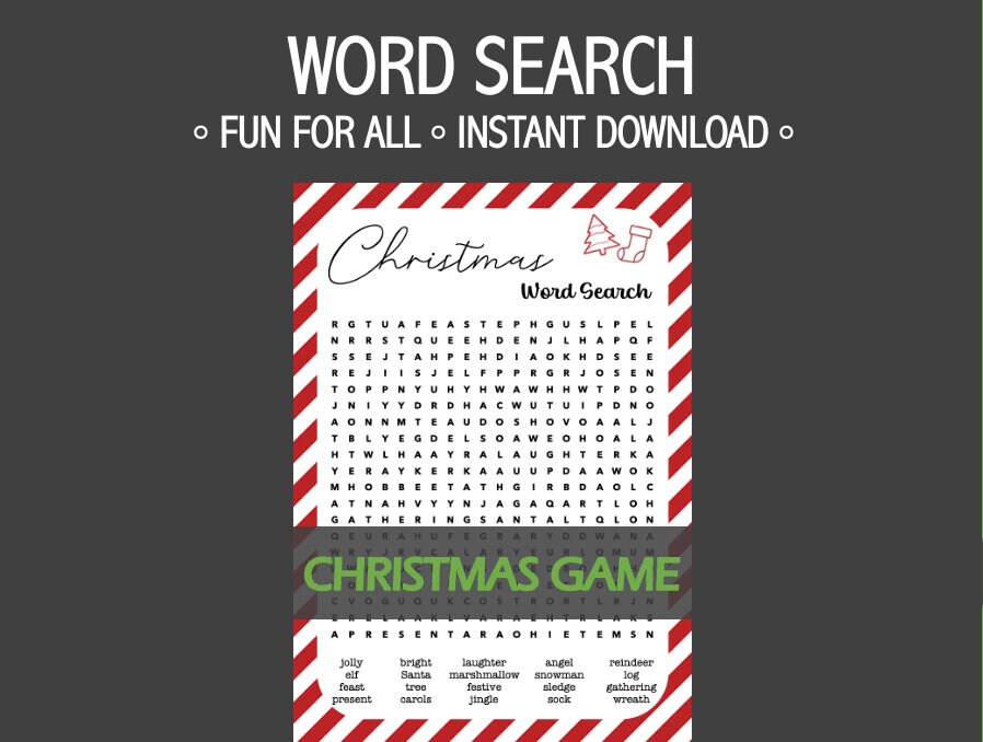 Printable Christmas Word Search Printable Christmas Game Office Party ...