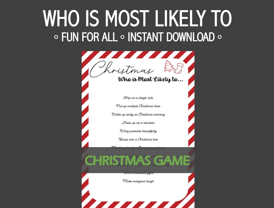 Who is Most Likely to Game Printable Christmas Game Party Game Children ...