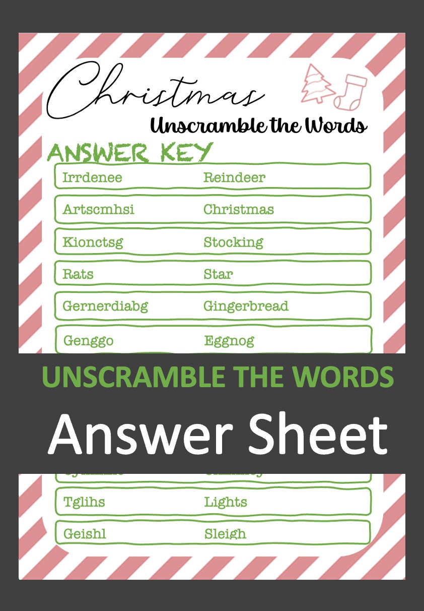 Christmas Unscramble the Words Game Printable Party Game Family Game ...
