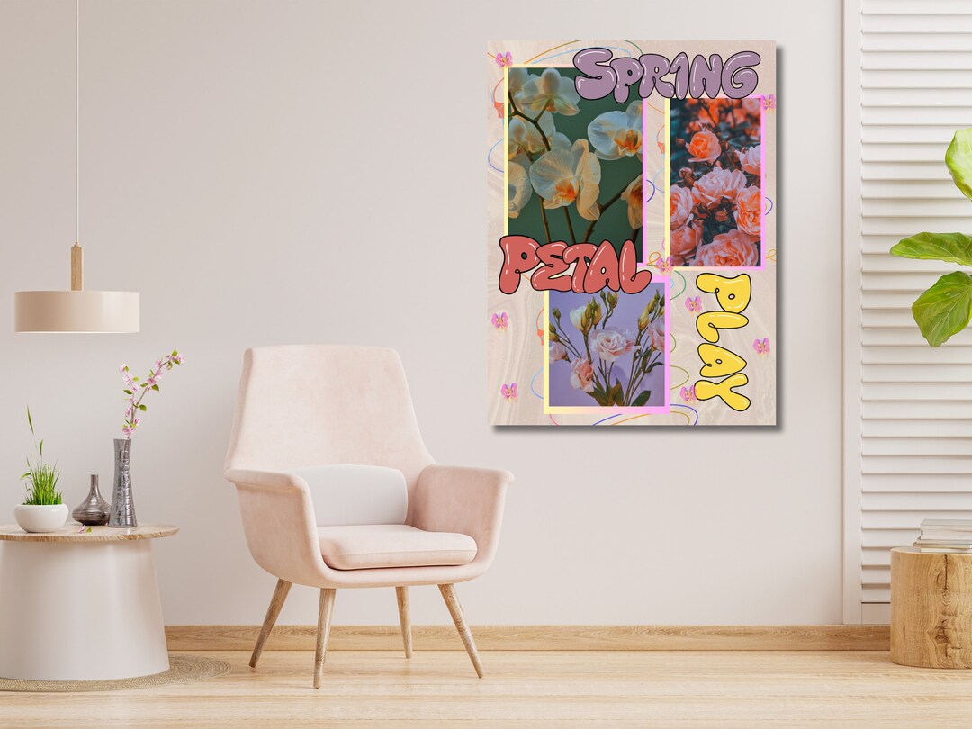 Hello Spring, Digital Download Poster, Digital Canva, Spring Art ...