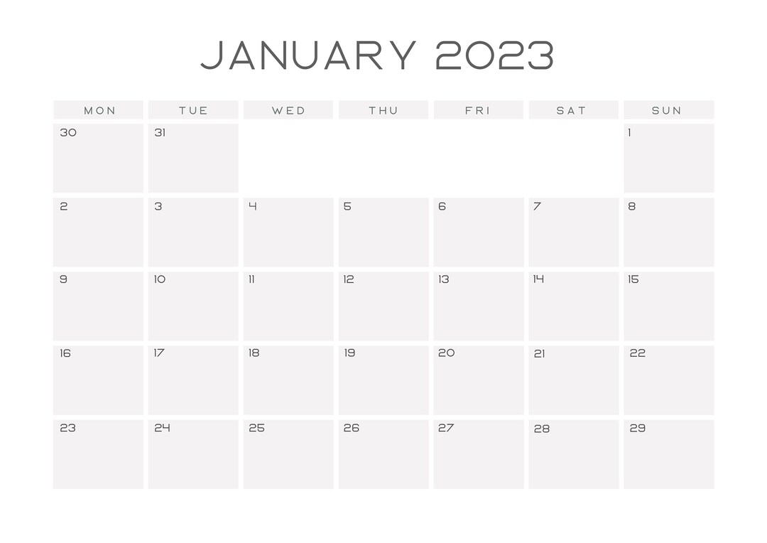 Printable Monthly 2023 Planner A4 Horizontal Monday Start - Etsy
