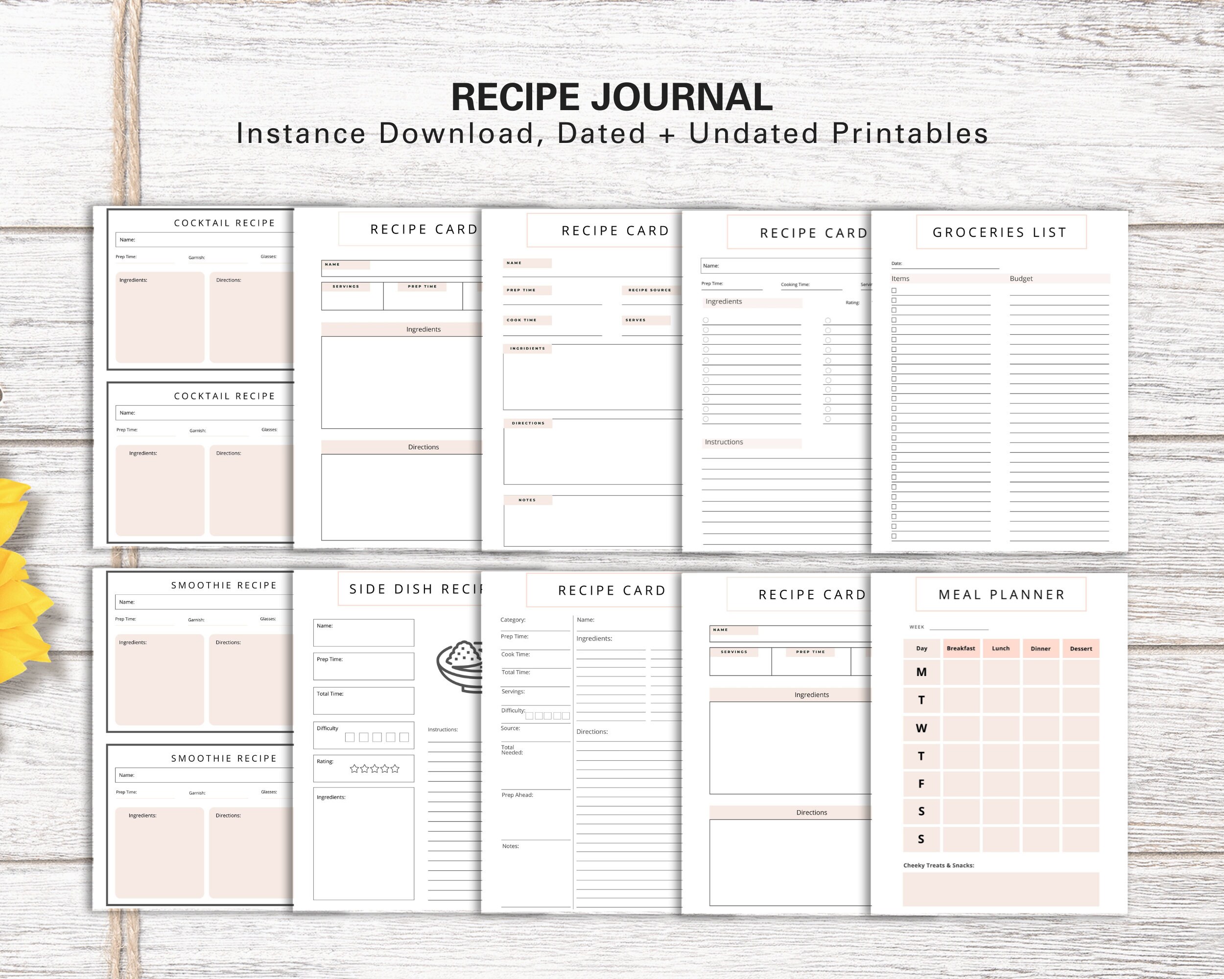 Recipe Journal, Food Diary, Cooking Organizer, Recipe Notebook, Kitchen ...