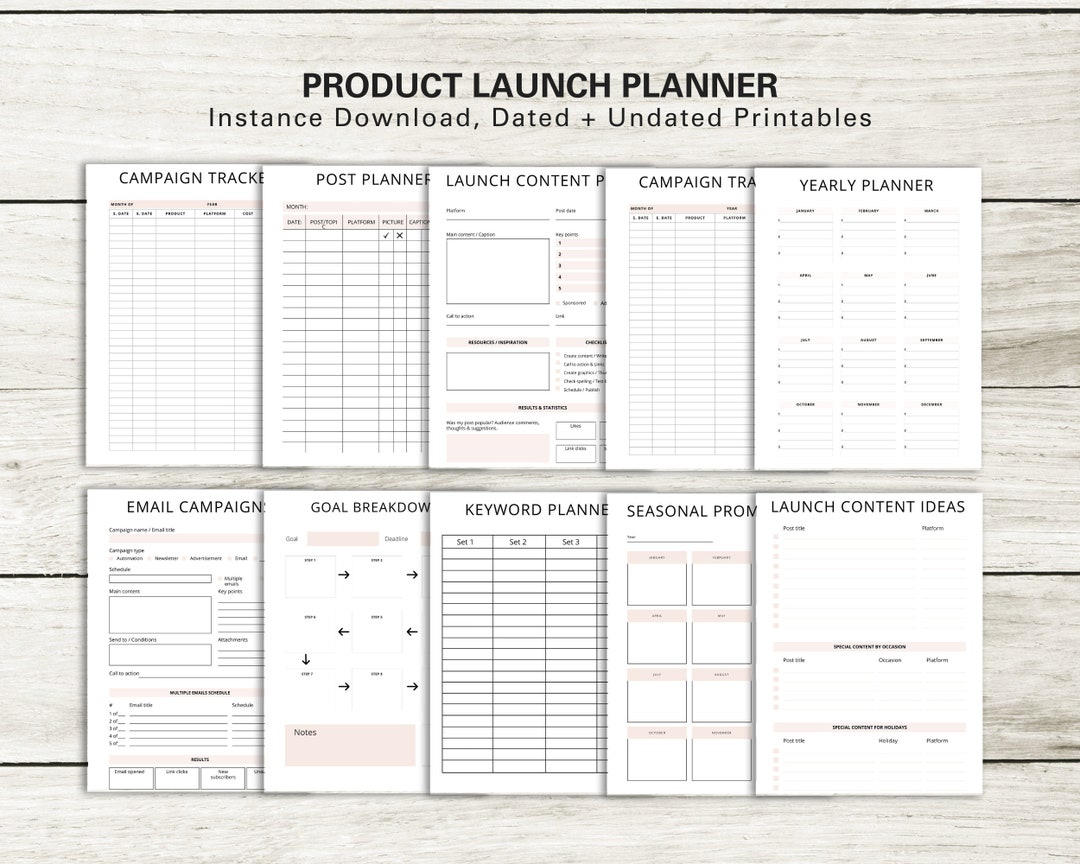 Product Launch Planner, Business Planning Tool, Entrepreneur Organizer ...