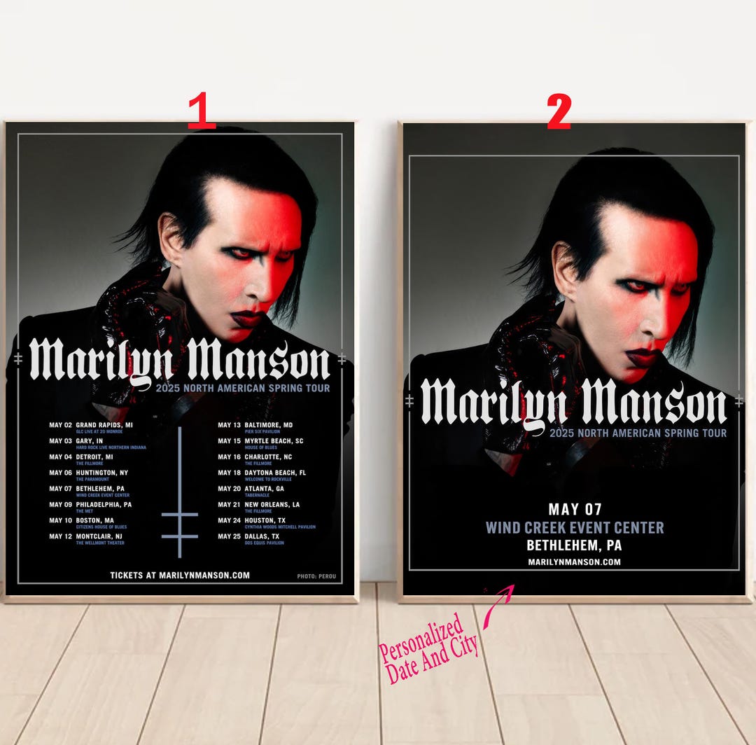 Custom Marilyn Manson 2025 North American Spring Tour Poster - Etsy