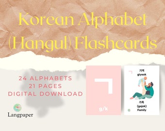 Korean Hangul Printable Study Flashcards by Myseoulmate - Etsy