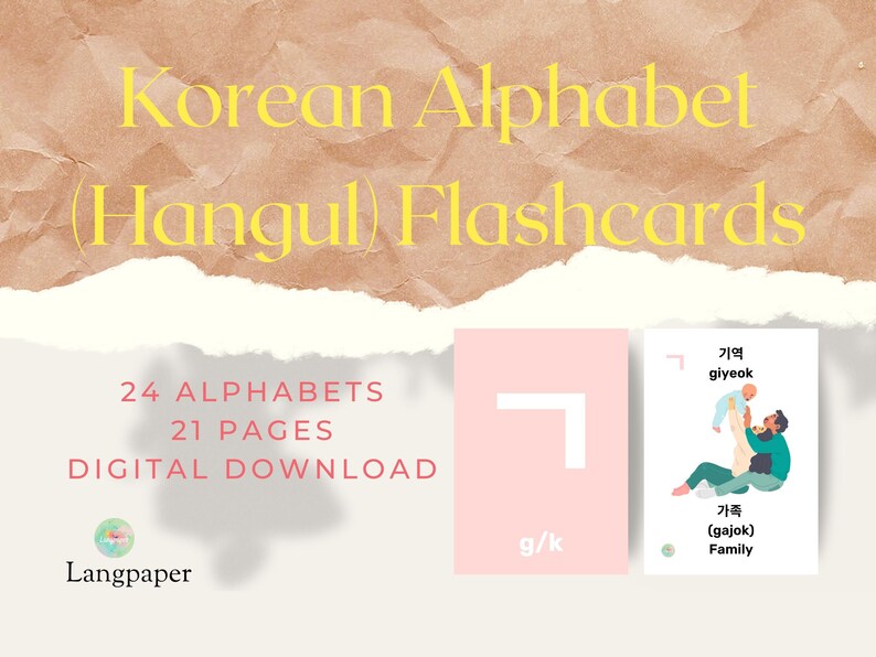 Korean Flashcards Korean Alphabet hangul Flashcards Korean Printable ...