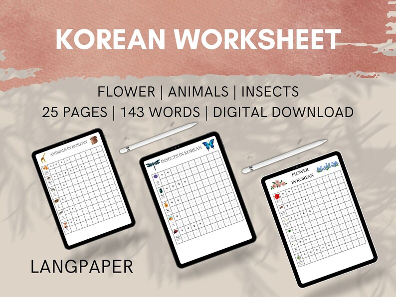 Korean Worksheet Korean Vocabulary for Beginner Korean Flowers, Korean ...