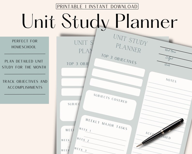 Print Unit Study Planner for Homeschool and Educators - Etsy