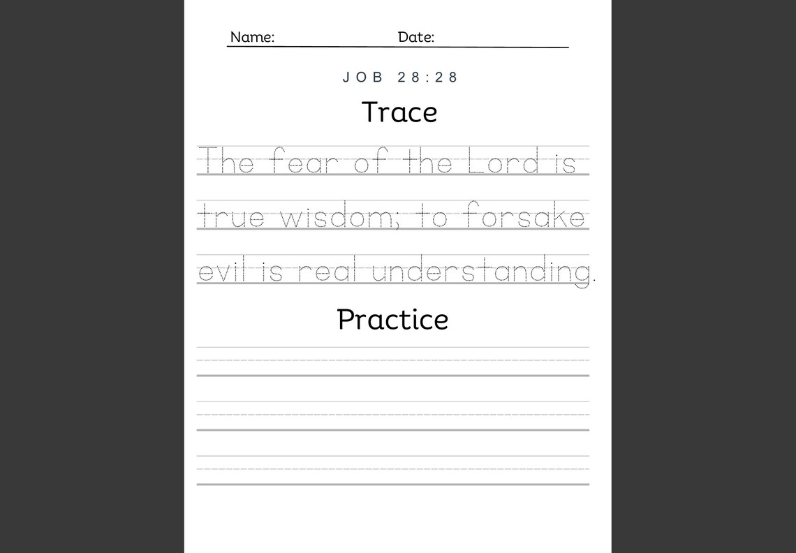 Job Scripture Tracing Worksheets, Scripture Memorization, Scripture ...