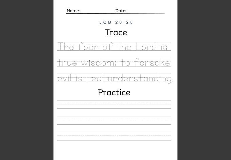 Job Scripture Tracing Worksheets, Scripture Memorization, Scripture ...