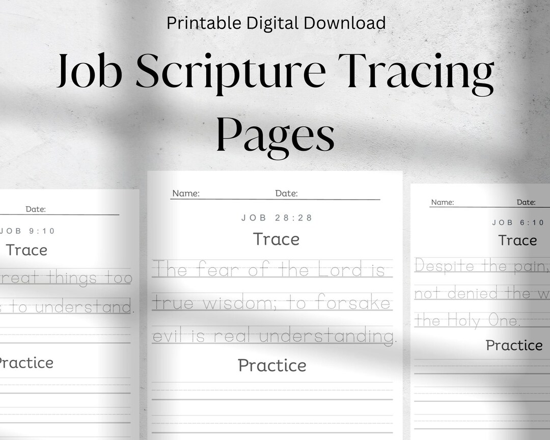 Job Scripture Tracing Worksheets, Scripture Memorization, Scripture ...