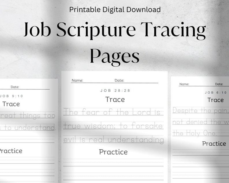 Job Scripture Tracing Worksheets, Scripture Memorization, Scripture ...
