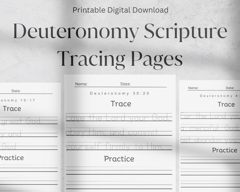 Deuteronomy Scripture Tracing Worksheets, Scripture Memorization ...