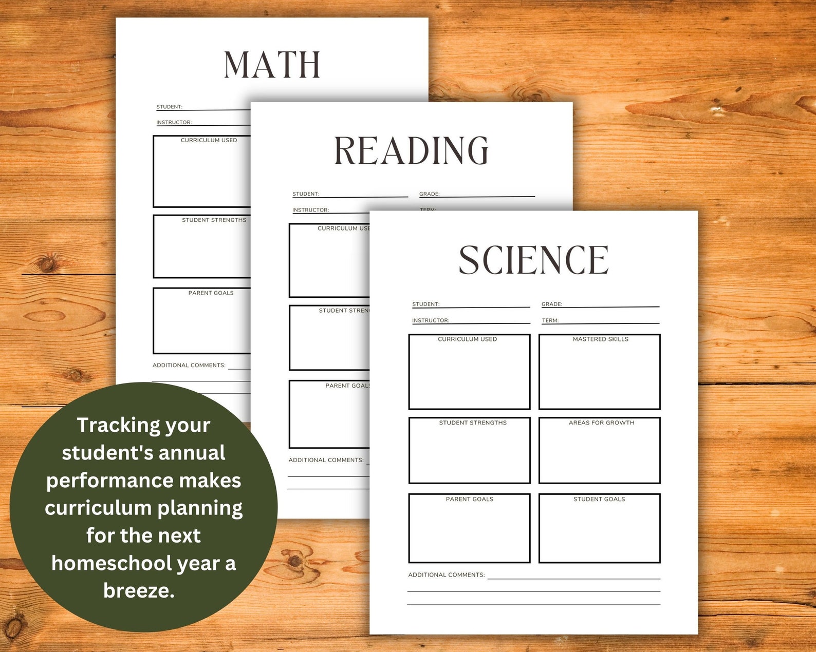 Black and White Homeschool Report Card, Digital Download, Annual ...