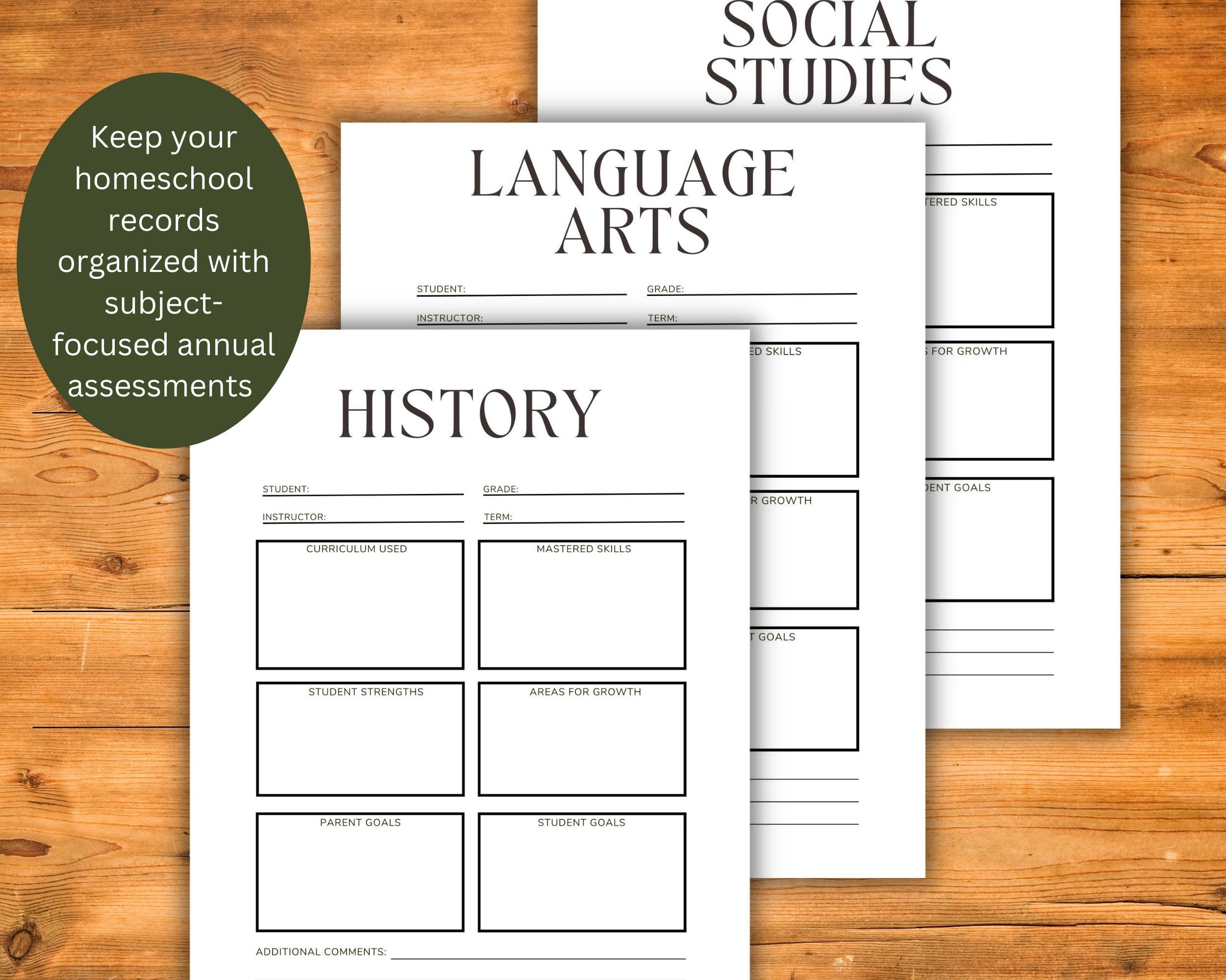 Black and White Homeschool Report Card, Digital Download, Annual ...