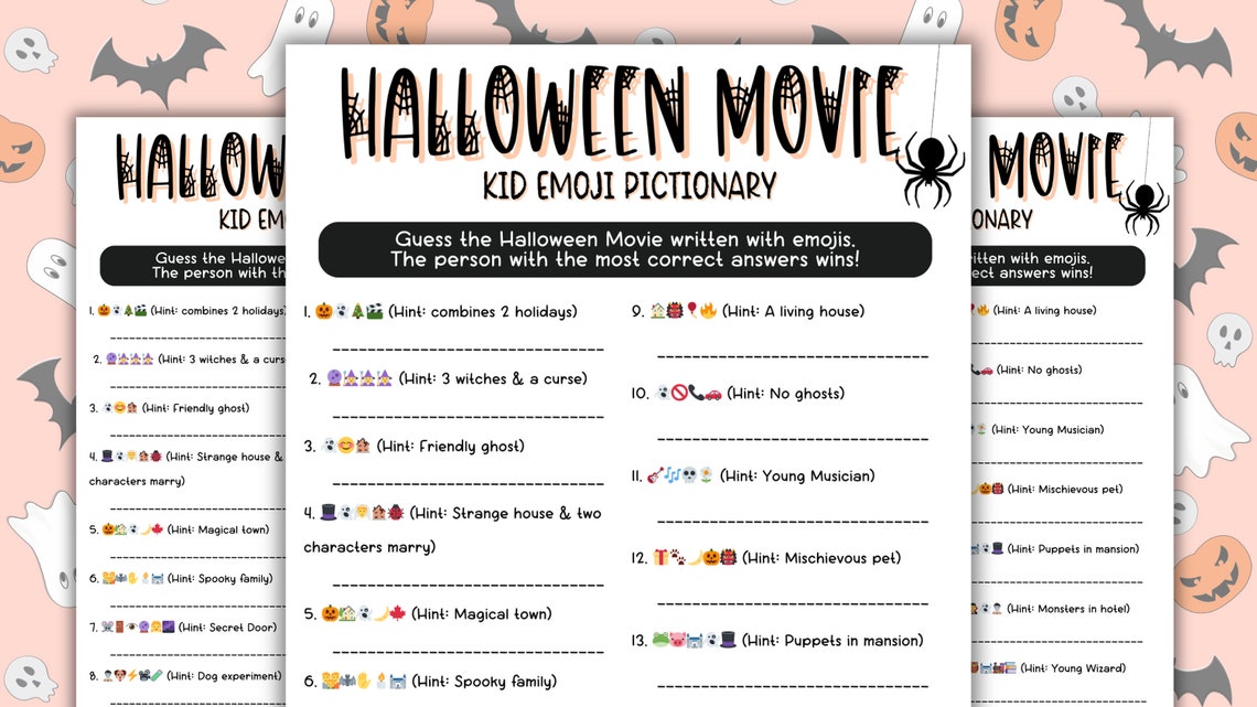 Halloween Spooky Kid Emoji Pictionary Game • Halloween Kid Activity ...