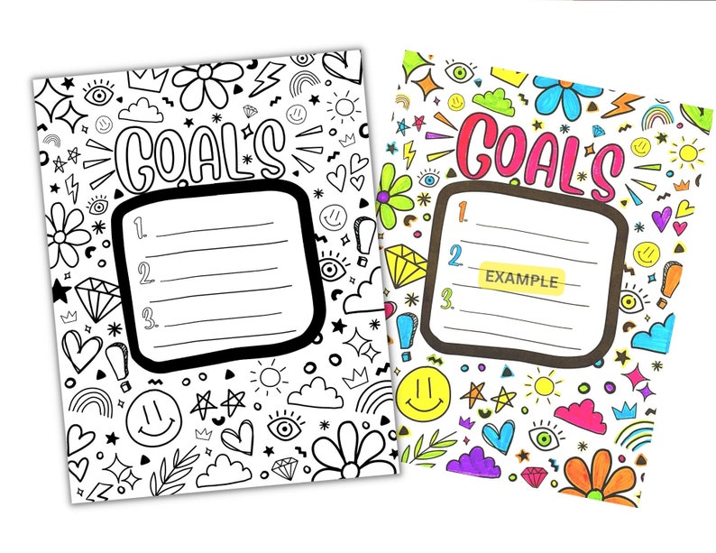 Goal Setting Coloring Page: Kids & Adults Activity (digital Download ...