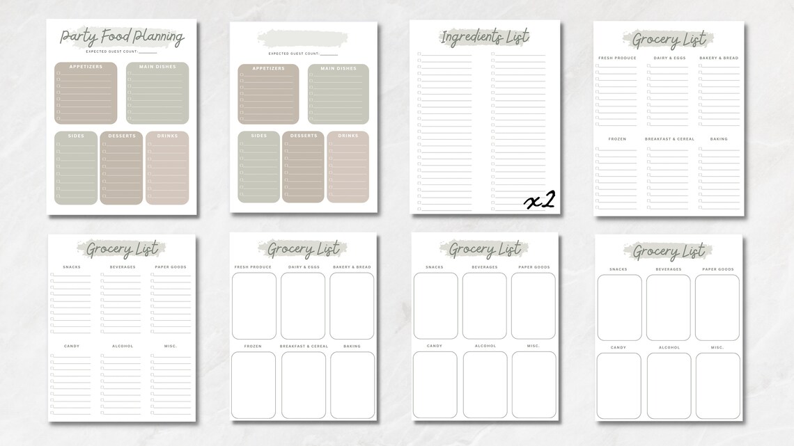 Printable Party Food Planner, Event, Host, Party Food Checklist, Party ...