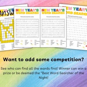 New Year's Eve Word Search Activity for Kids • Digital Download • PDF ...