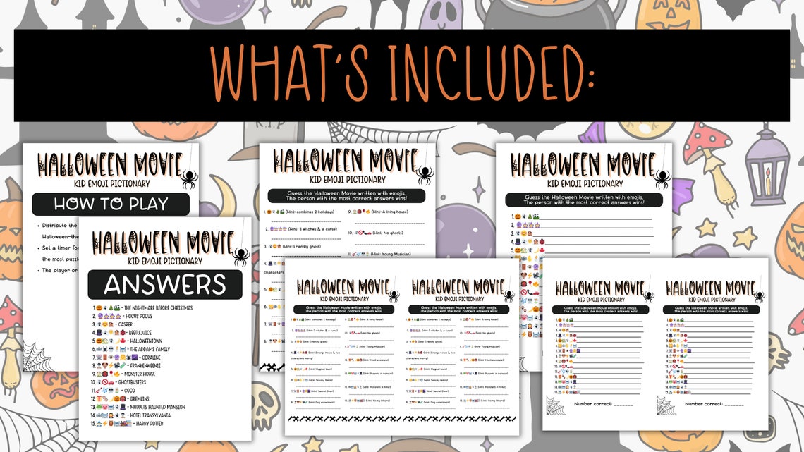 Halloween Spooky Kid Emoji Pictionary Game • Halloween Kid Activity ...