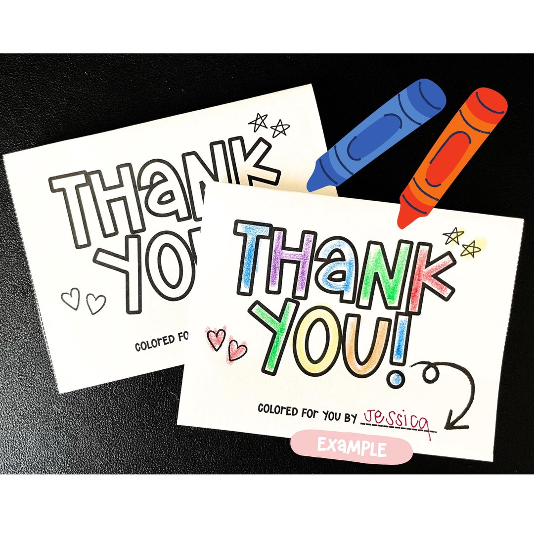 Colorable Thank You Card for Kids Fun DIY Activity, Perfect for ...