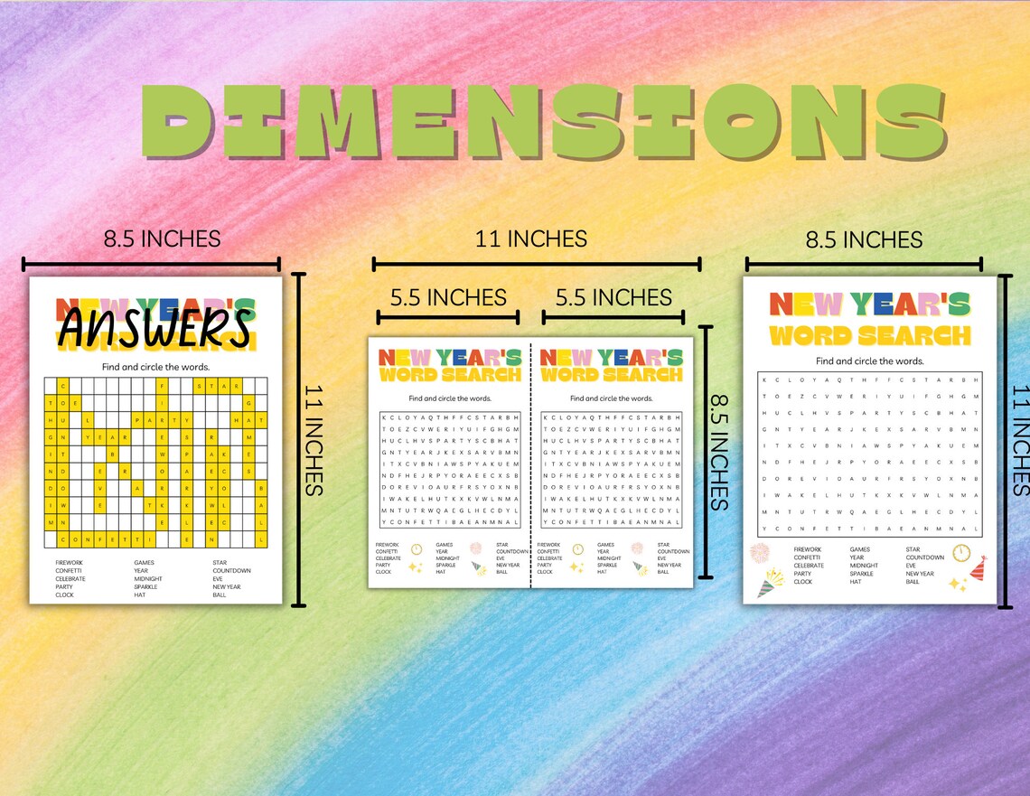New Year's Eve Word Search Activity for Kids • Digital Download • PDF ...