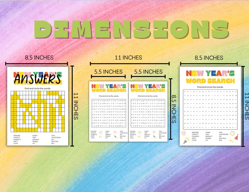 New Year's Eve Word Search Activity for Kids • Digital Download • PDF ...