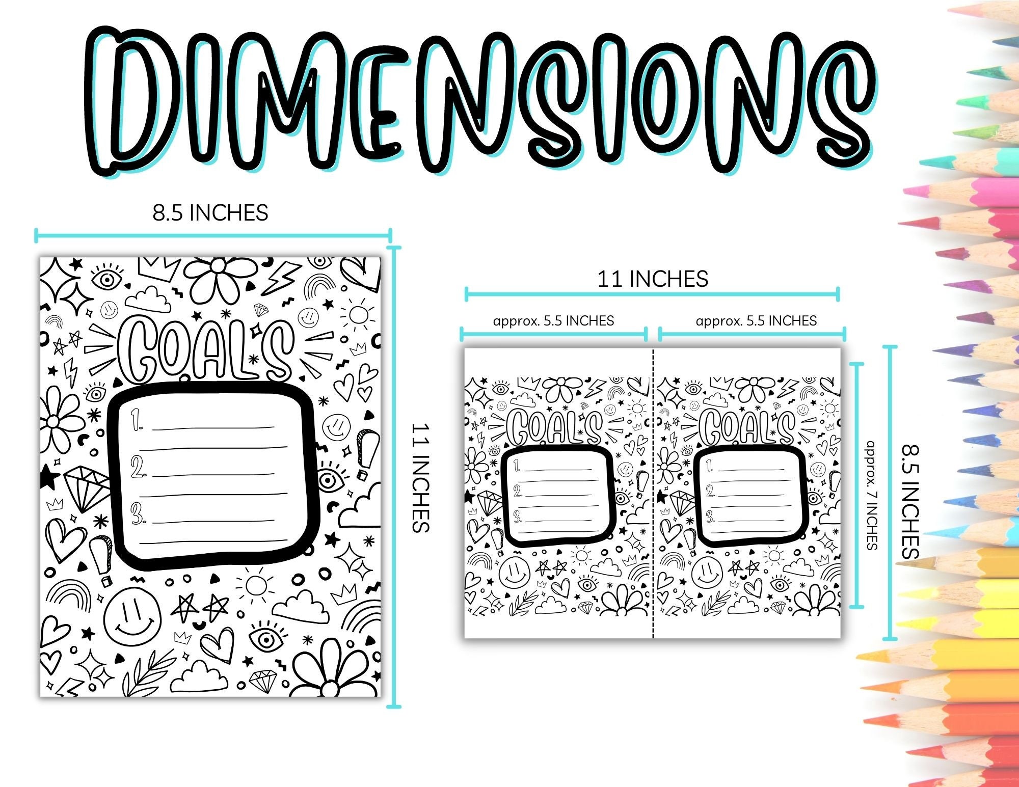 Goal Setting Coloring Page: Kids & Adults Activity (digital Download ...