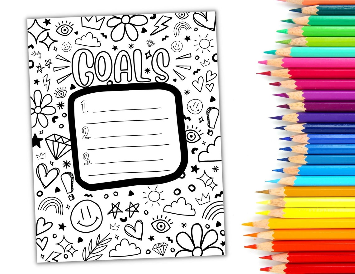 Goal Setting Coloring Page: Kids & Adults Activity (digital Download ...