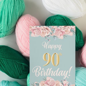 90th Birthday Card, Instant Download, Printable Birthday Card, Birthday ...
