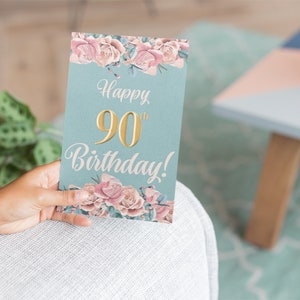 90th Birthday Card, Instant Download, Printable Birthday Card, Birthday ...