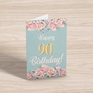 90th Birthday Card, Instant Download, Printable Birthday Card, Birthday ...