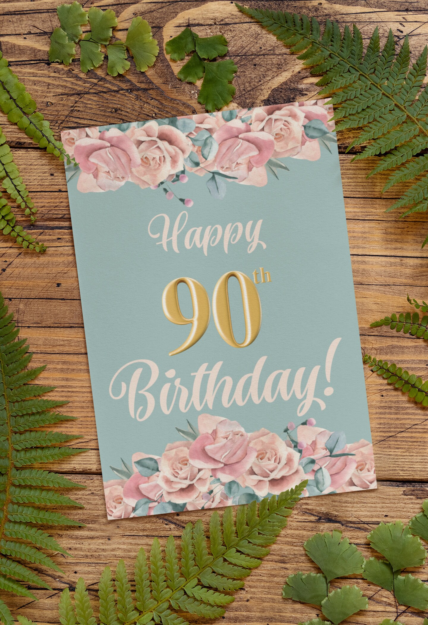 90th Birthday Card, Instant Download, Printable Birthday Card, Birthday ...