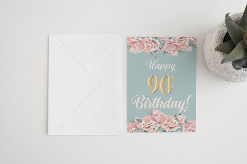 90th Birthday Card, Instant Download, Printable Birthday Card, Birthday ...