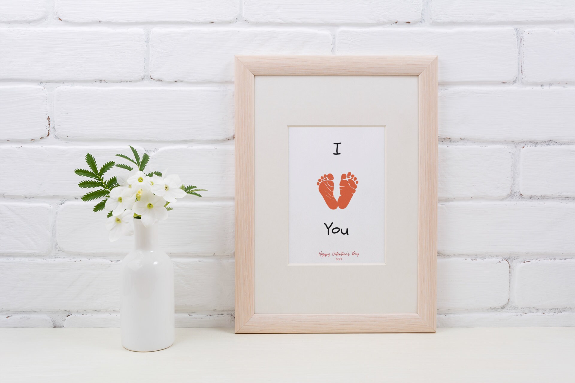 I Love You Baby Footprint Card, Instant Download, Valentine's Gift for ...