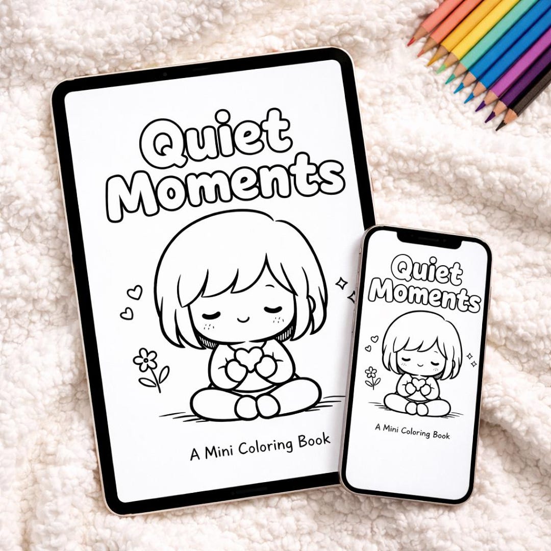 Quiet Moments – Minimal Chibi Coloring Book (10 Pages, Digital Download ...