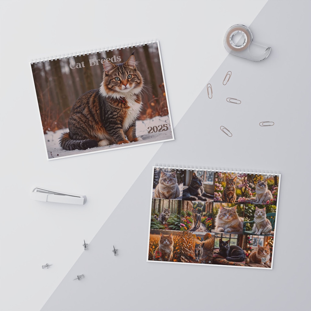 Cat Breeds Wall Calendars 2025 Cute Cats Monthly Calendar, Kitty Lover ...