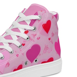 Lovecore Heart Pattern Men's and Women's High Top Canvas Shoes, Heart ...