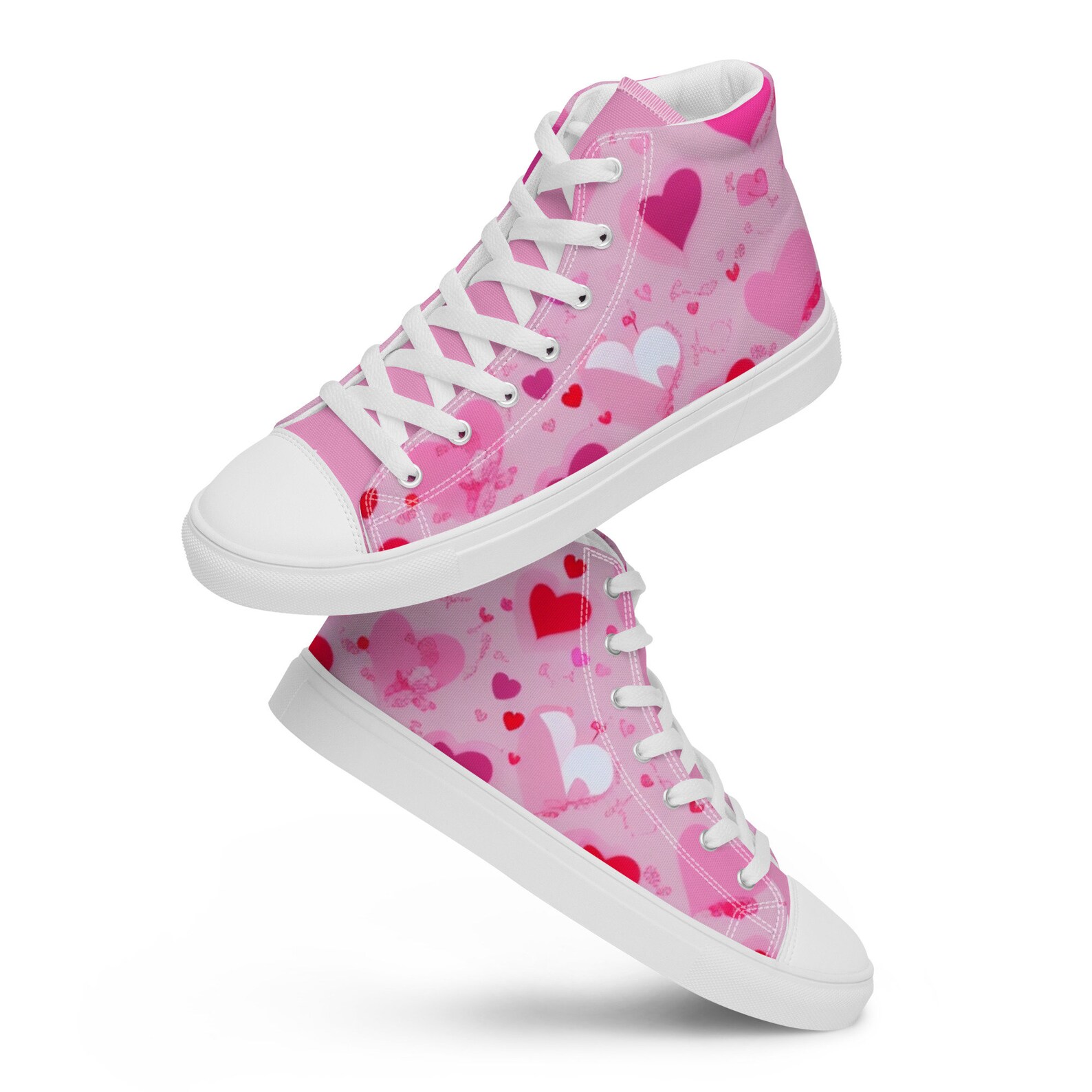 Lovecore Heart Pattern Men's and Women's High Top Canvas Shoes, Heart ...