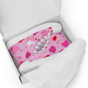 Lovecore Heart Pattern Men's and Women's High Top Canvas Shoes, Heart ...