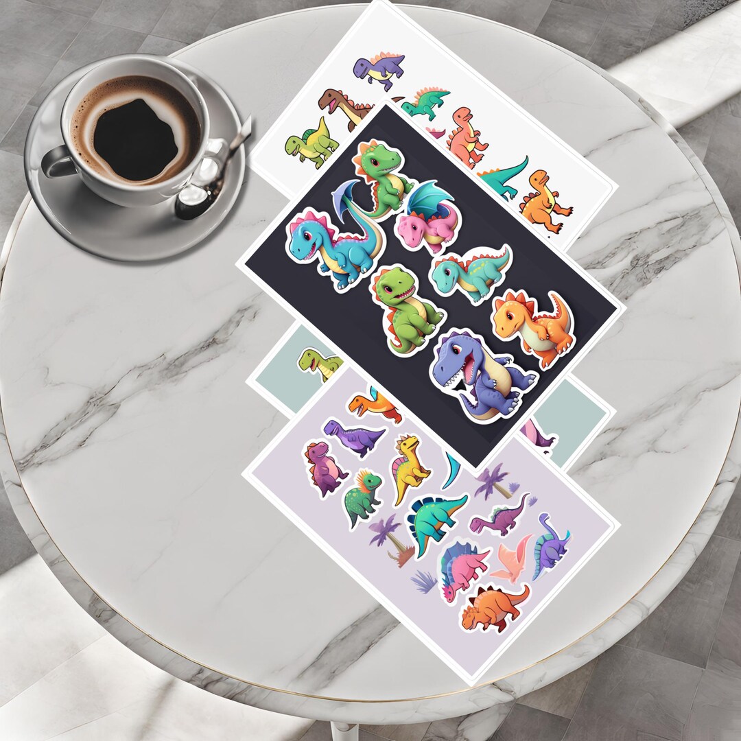 Dinosaur Vinyl Kiss Cut Stickers 4 Pack, Prehistoric Sticker Set, Fun ...