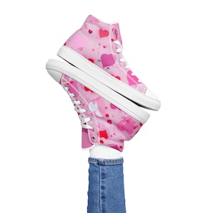 Lovecore Heart Pattern Men's and Women's High Top Canvas Shoes, Heart ...