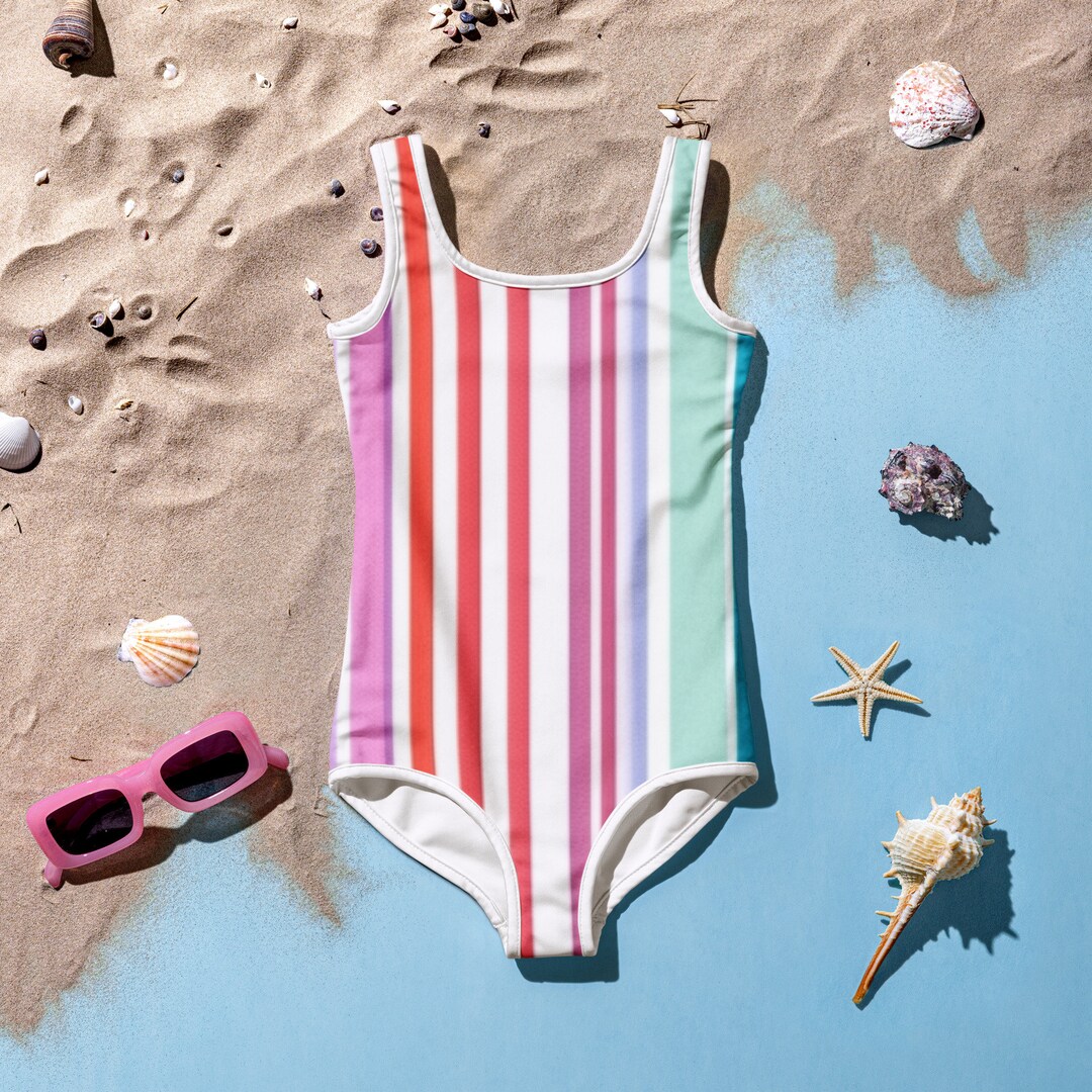Girls' Swimwear Striped Pattern, Children's Bathing Suit, Beach ...